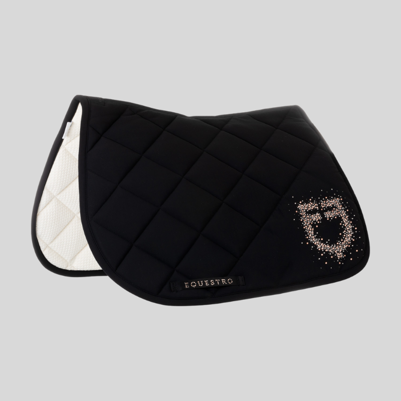 Jumping saddle pad with rhinestone logo